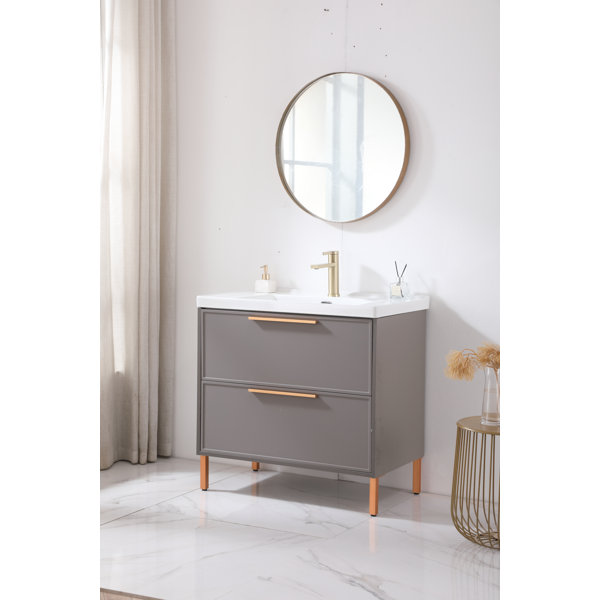 Mercer41 Meuble-lavabo simple 32 po avec 2 tiroirs et plateau en céramique 32 po et Commentaires ...